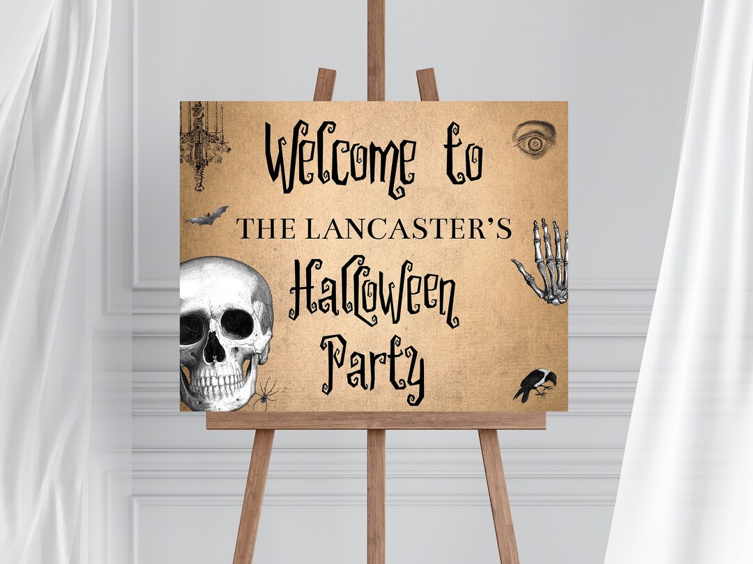 Editable Skull Adult Halloween Welcome Sign Template, Printable ...