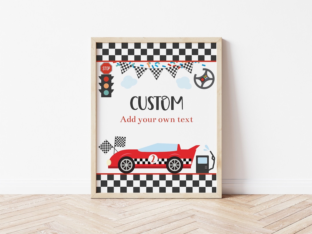Editable Race Car Custom Sign 8x10 Template, Printable Sign for Race ...