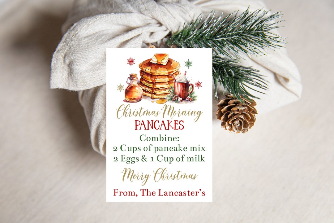 Editable Christmas Morning Pancakes Gift Tag Template, Printable ...