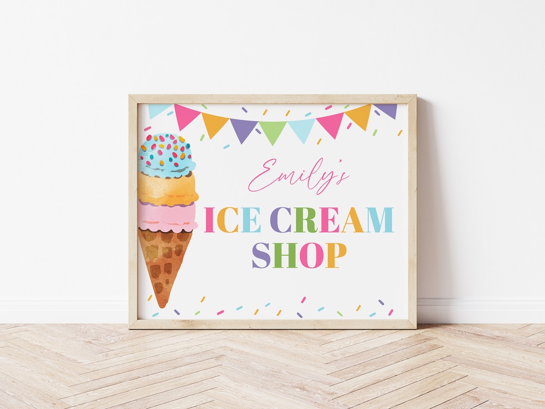 Editable Ice Cream Party Ice Cream Shop Sign Template - Etsy