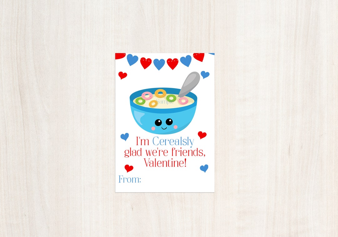 Cereal Valentines, Digital Download, Printable Valentines, Valentines ...