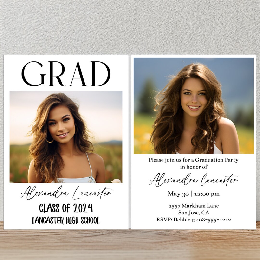 Editable Grad Photo Announcement Template Printable High School ...