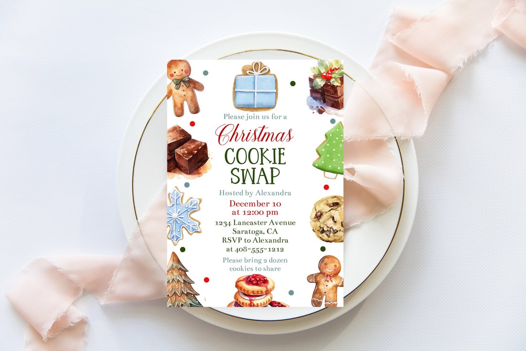 Editable Christmas Cookie Exchange Party Invitation Template, Printable ...