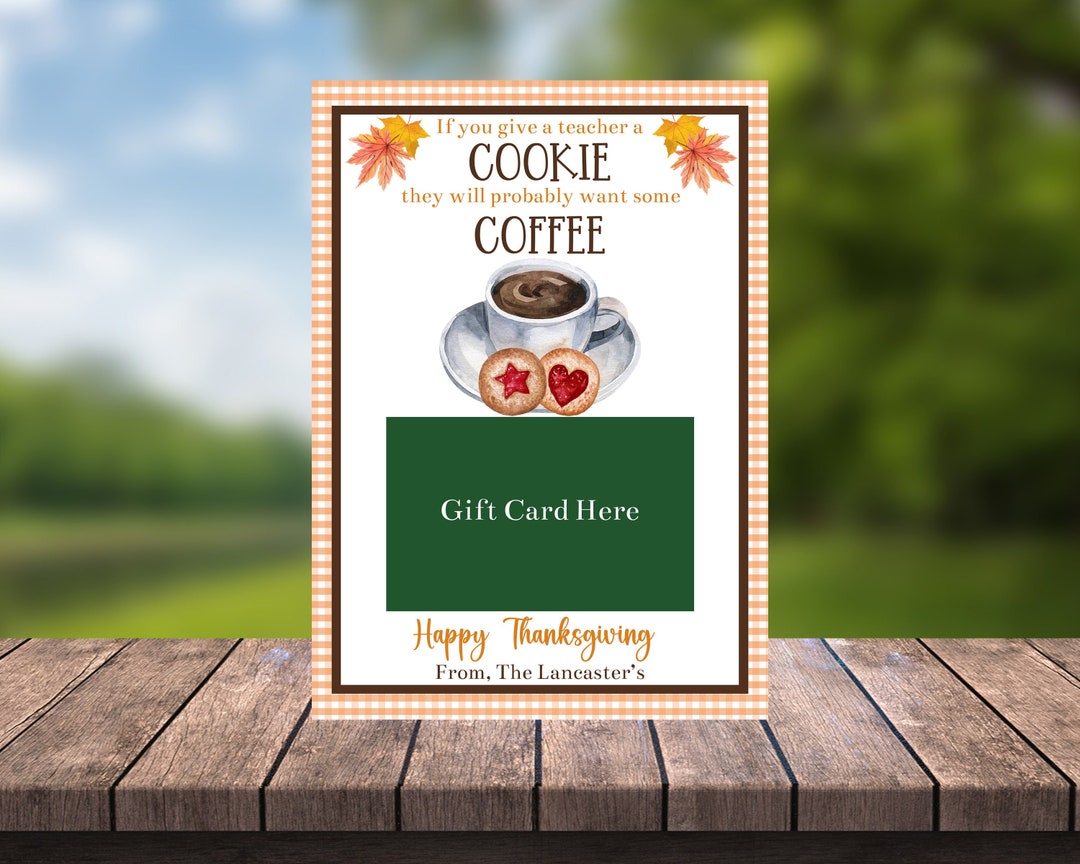 Editable Fall Teacher Gift Card Holder Template, Printable Thanksgiving ...