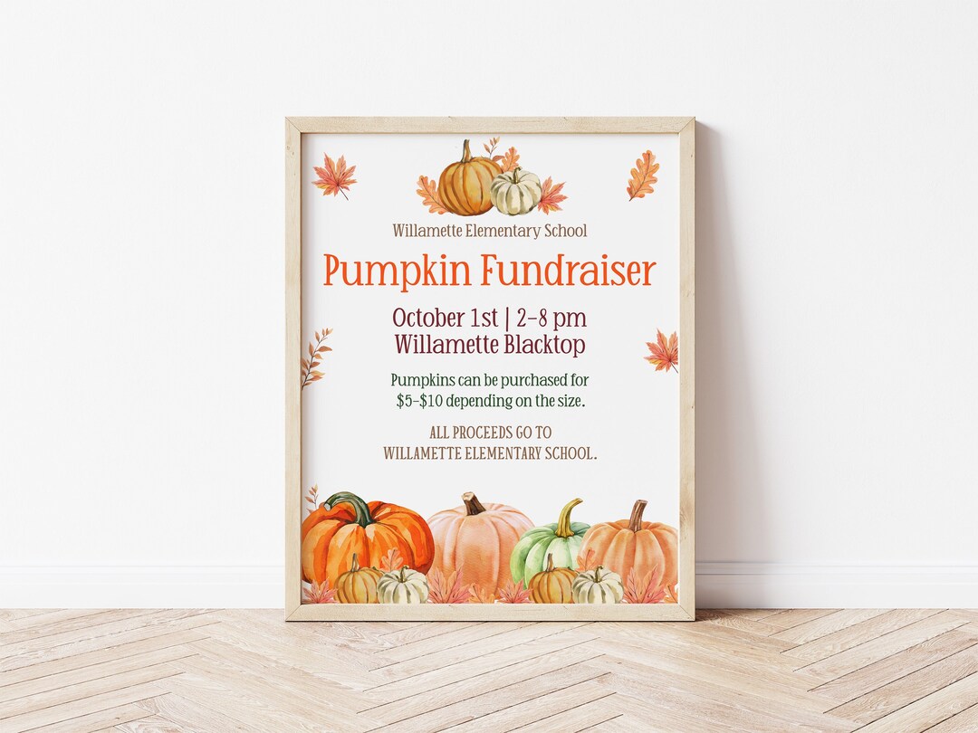 Editable Pumpkin School Fundraiser Flyer Template, Printable Fall ...