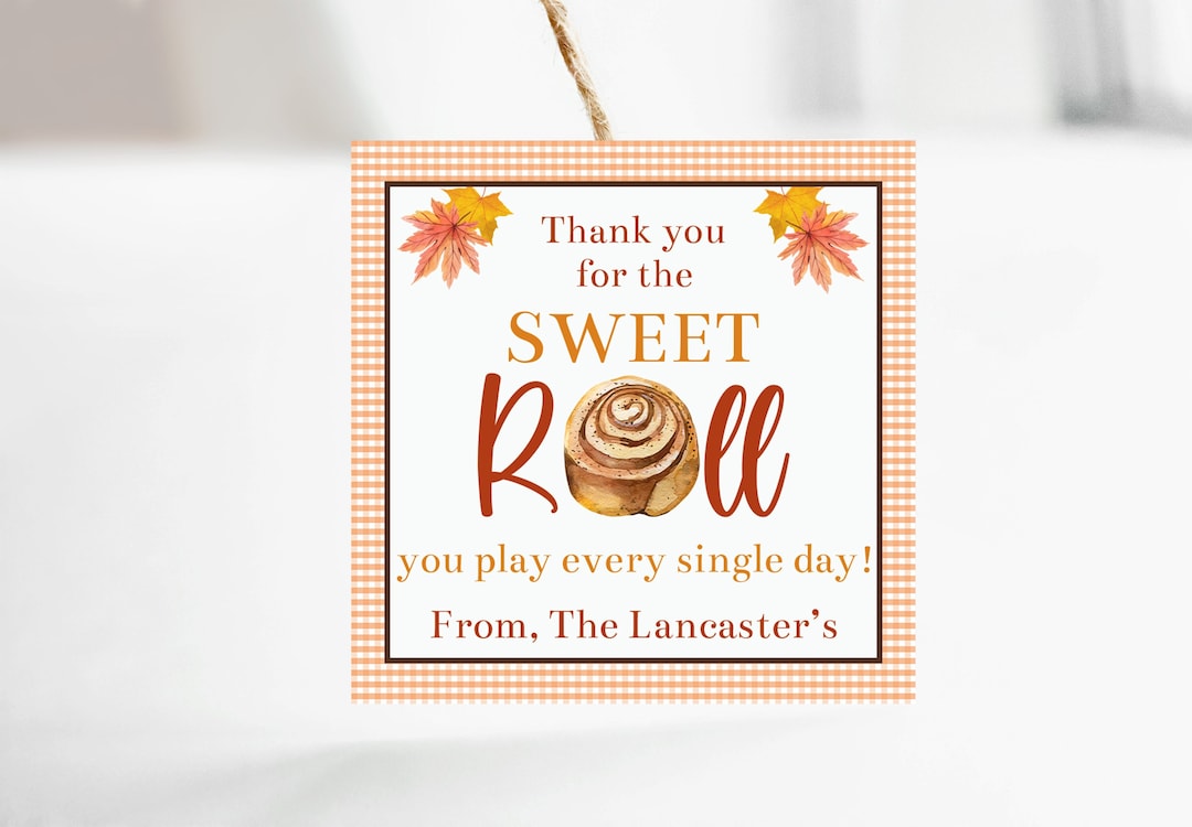 Editable Cinnamon Roll Appreciation Tag Template, Printable Fall ...