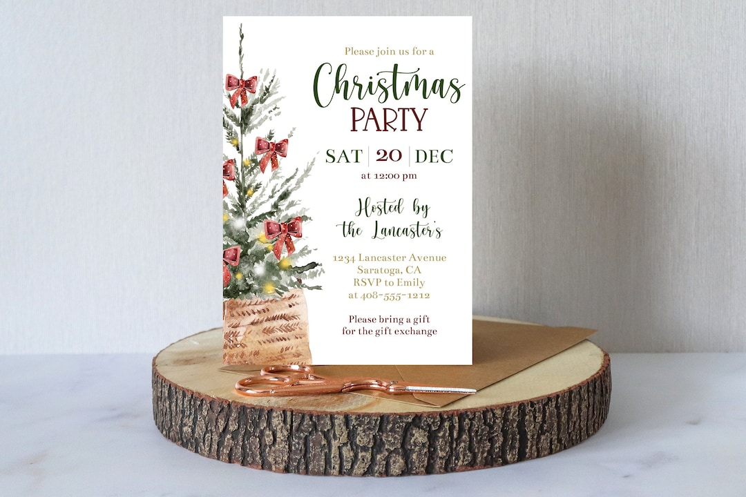 Editable Christmas Tree Party Invitation Template Printable - Etsy