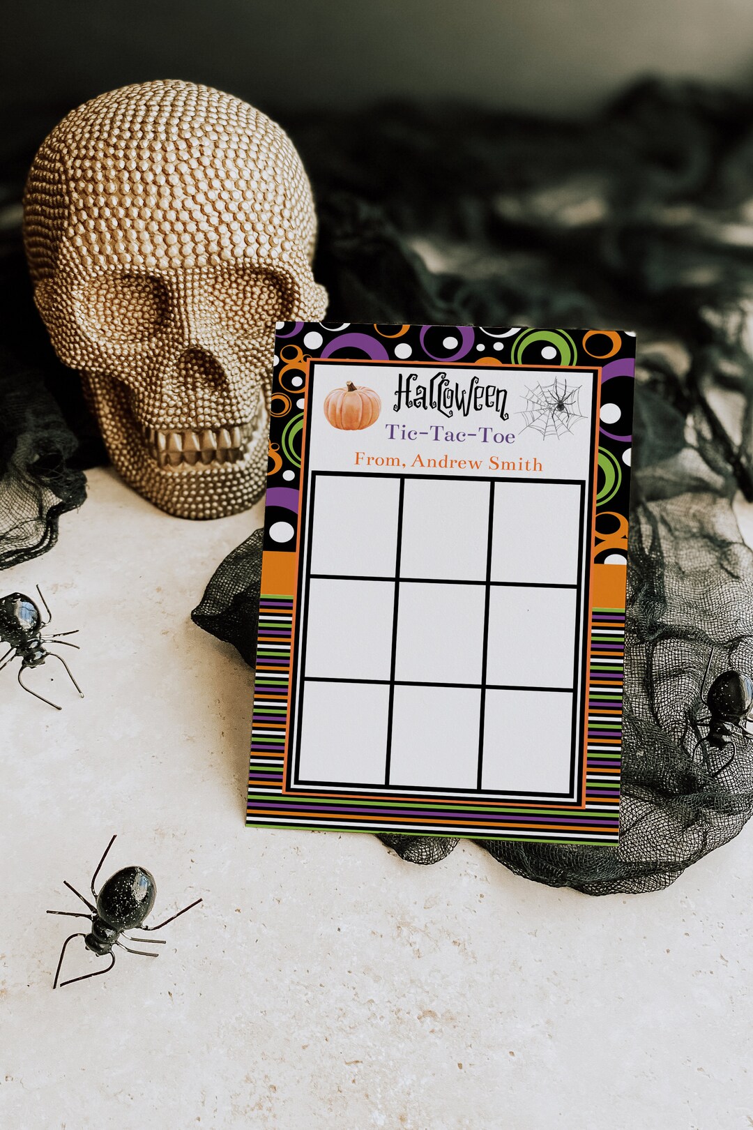 Editable Halloween Tic Tac Toe Game Card Template, Printable Kids ...