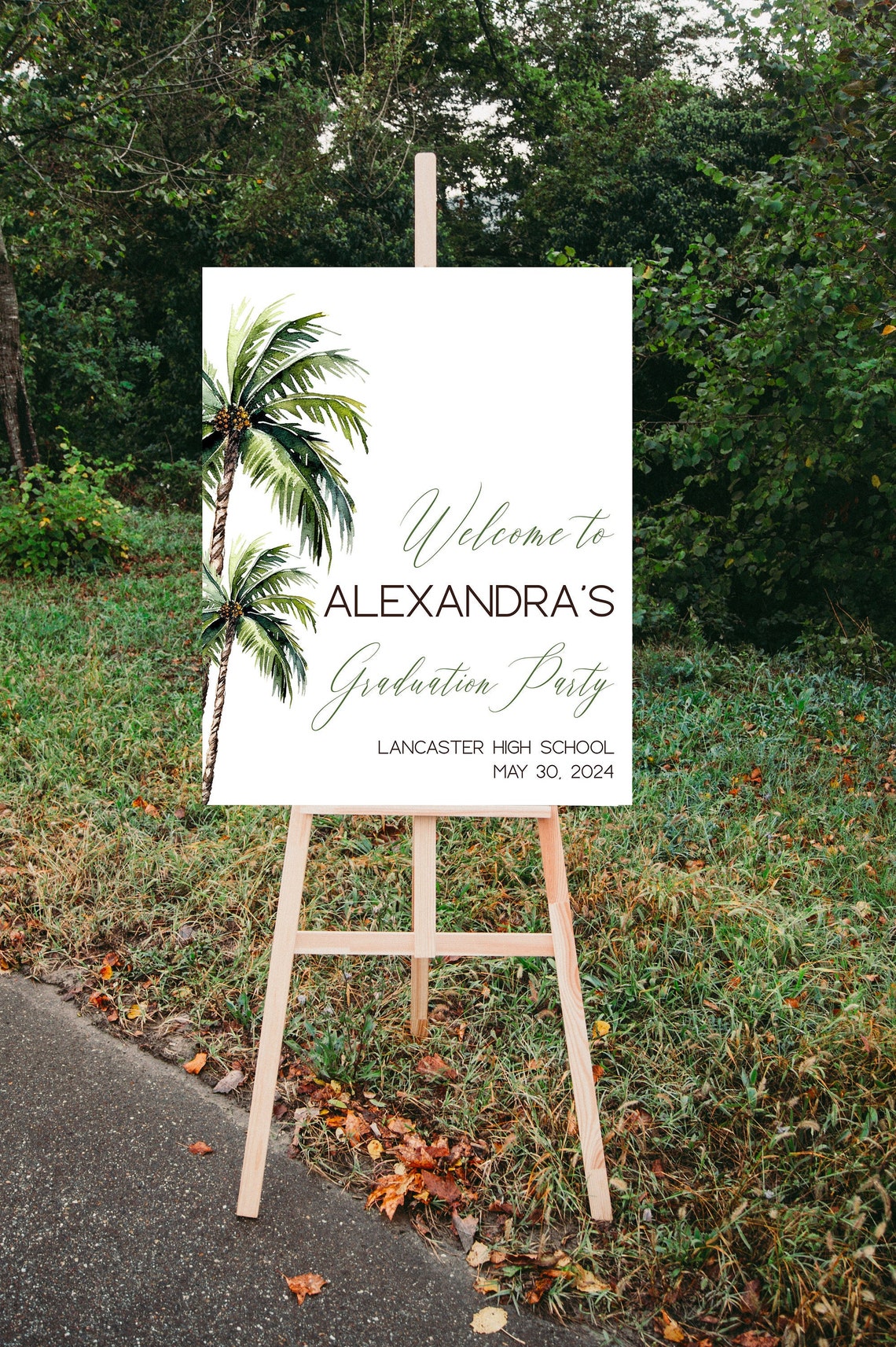 Editable Palm Tree Graduation Welcome Sign Template, Printable Class of ...