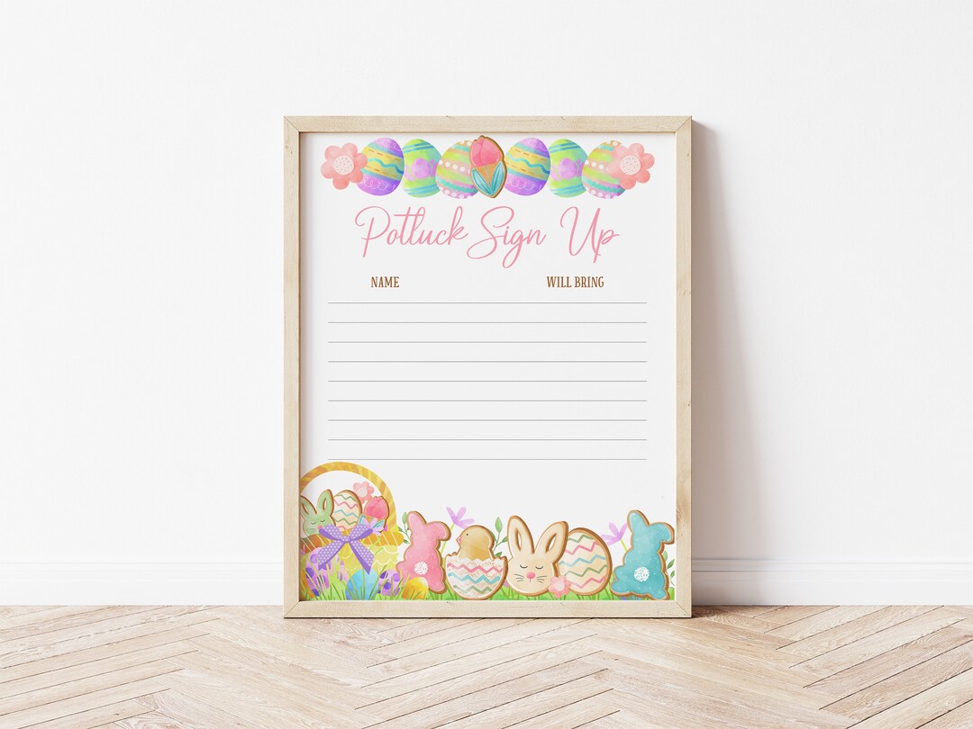 Printable Easter Potluck Sign up Sheet Office Party Luncheon - Etsy