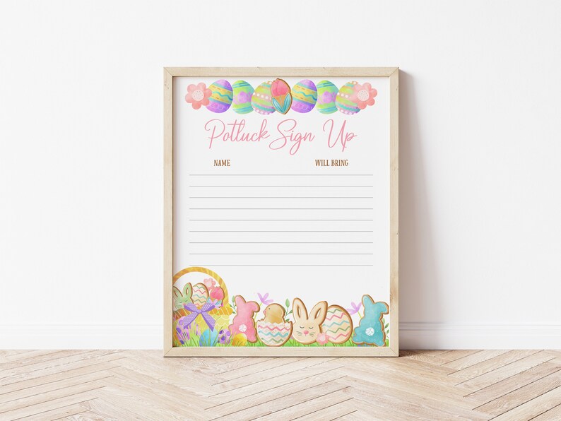 Printable Easter Potluck Sign up Sheet, Office Party Luncheon, Work ...