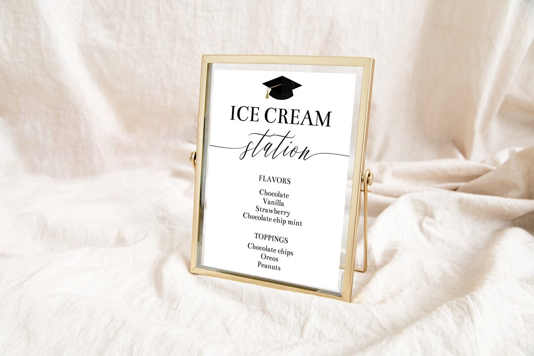 Editable Graduation Ice Cream Station Sign Template, Graduation Party ...
