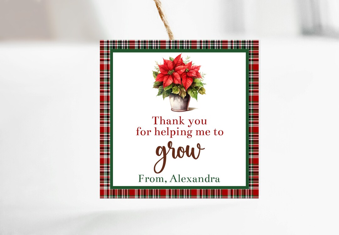 Editable Thank You for Helping Me Grow Tag Template, Printable Teacher ...