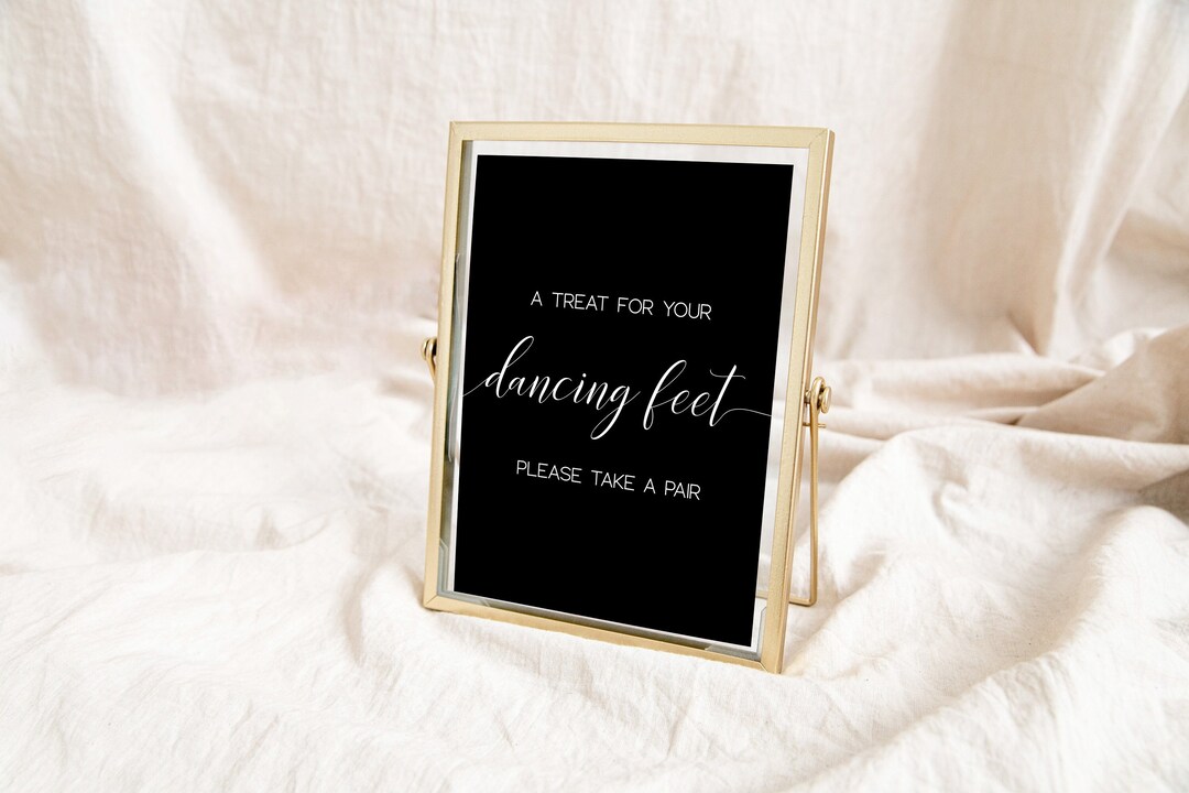 Editable Minimalist Black & White Dancing Feet Sign Template, Printable ...