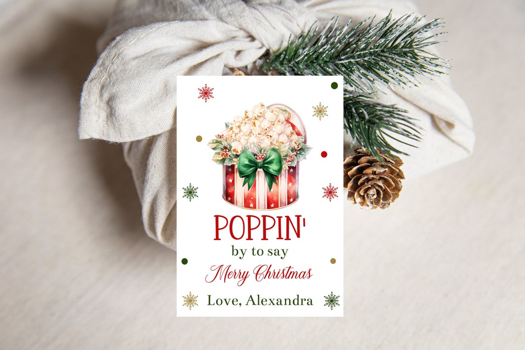 Editable Poppin by to Say Merry Christmas Holiday Tag Template ...