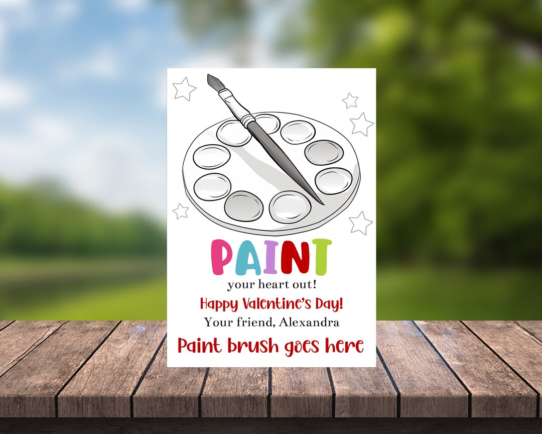 Editable Paint Your Heart Out Valentines Coloring Card - Etsy