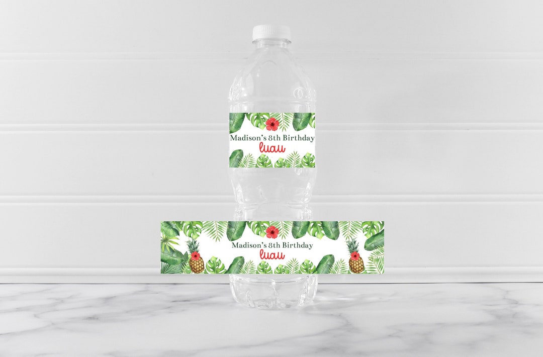 Editable Luau Water Bottle Wrapper Template, Printable Luau Party ...