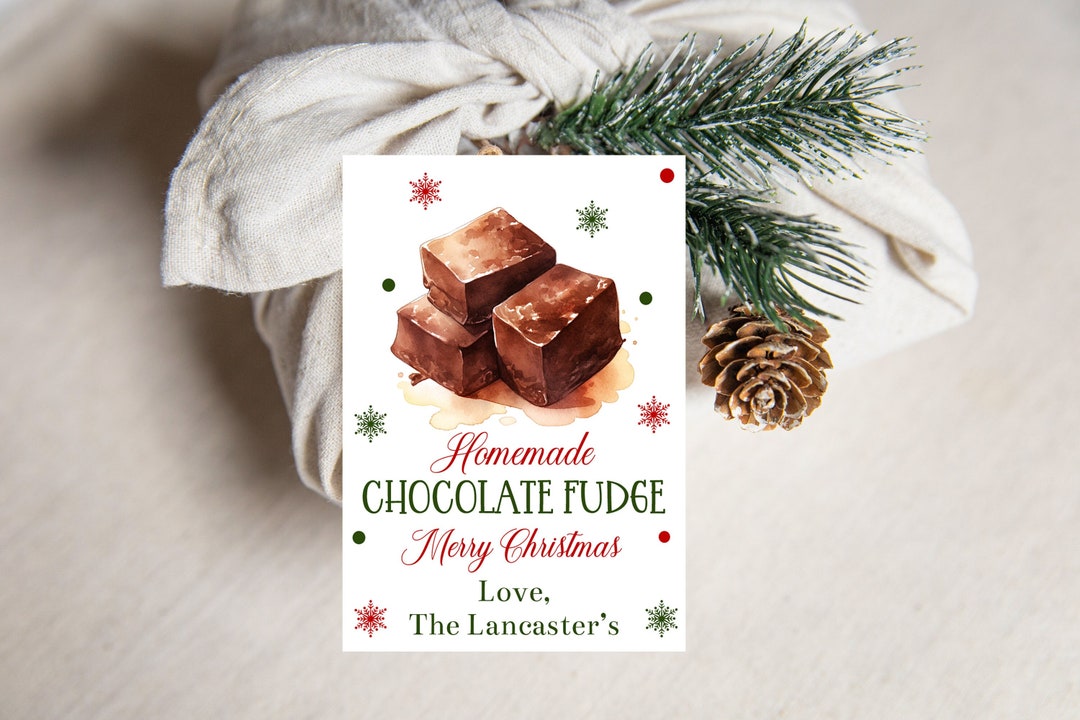 Editable Homemade Chocolate Fudge Gift Tag Template, Printable ...
