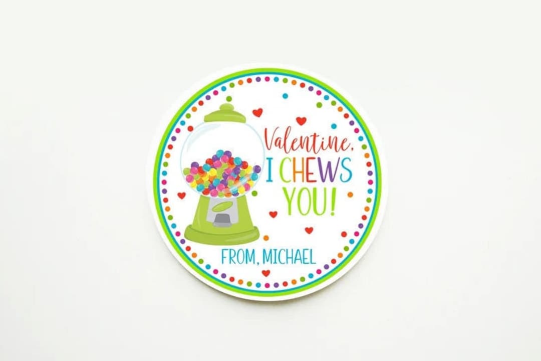 Printable I Chews You Valentine Tag, Bubble Gum Printable Valentine Tag ...