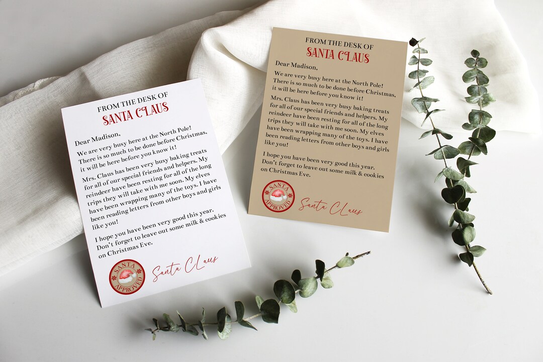 Editable Letter From Santa Template, Printable Santa Claus Letter ...