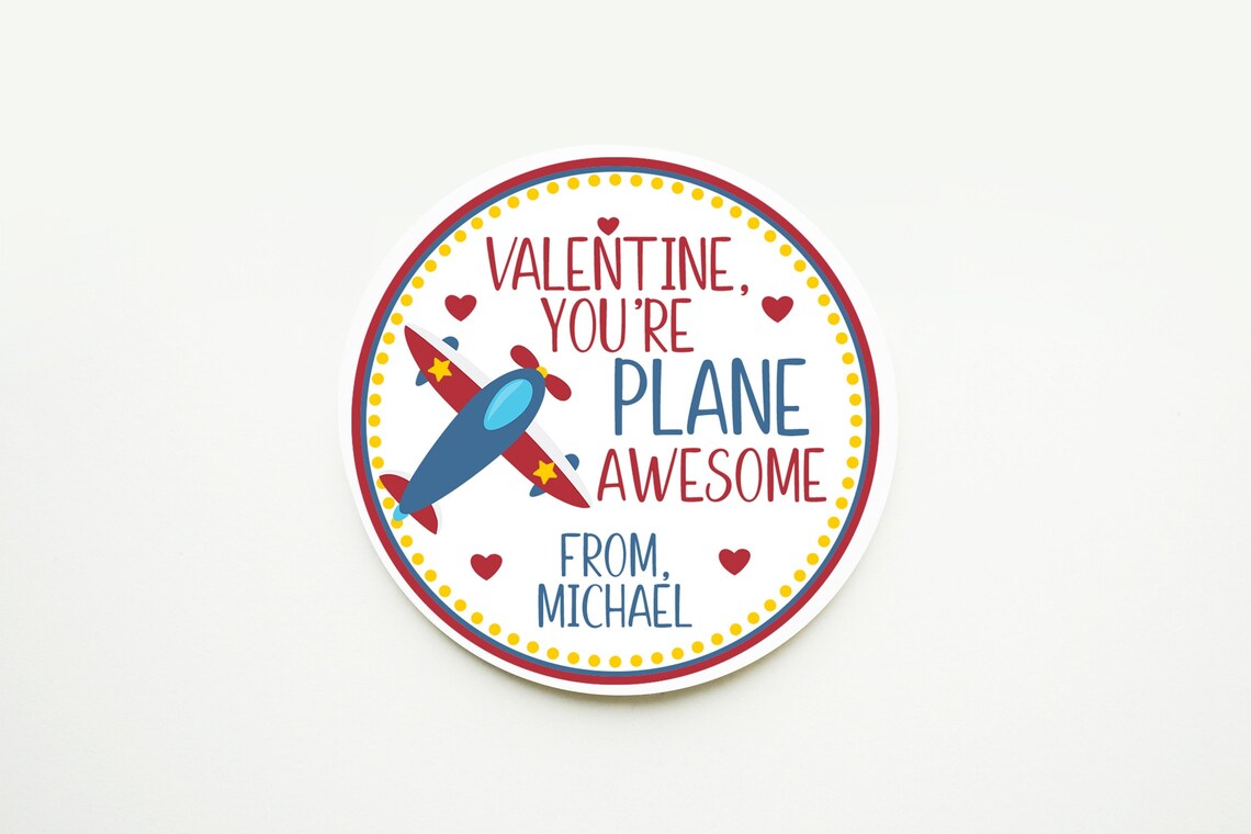Airplane Valentine's Day Tag for Kids Classroom Valentine Party, You're ...