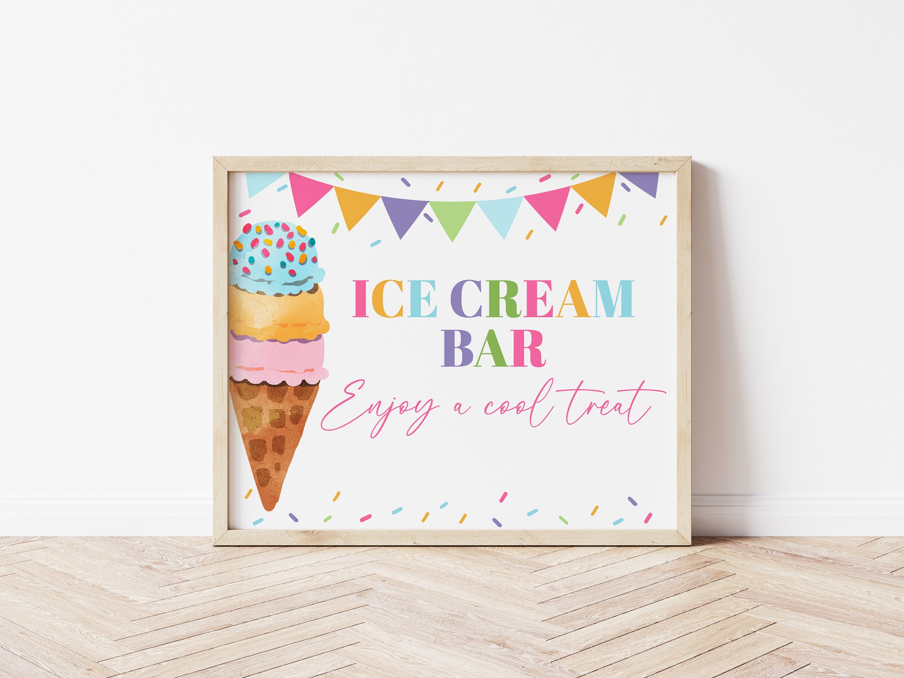 Printable Ice Cream Bar Sign, Ice Cream Party Decorations, Table Sign ...