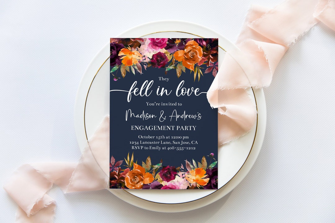 Editable Fall Engagement Party Invitation Template | They Fell in Love ...