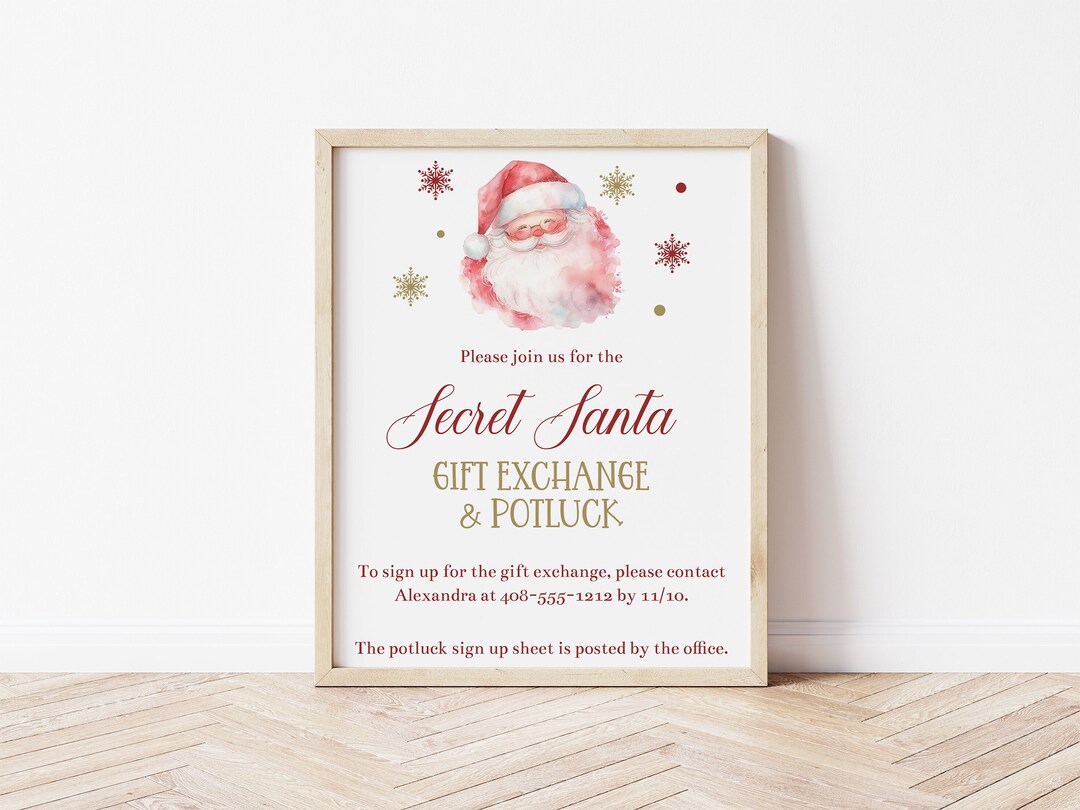 Editable Secret Santa Christmas Party Flyer Template, Printable Santa ...