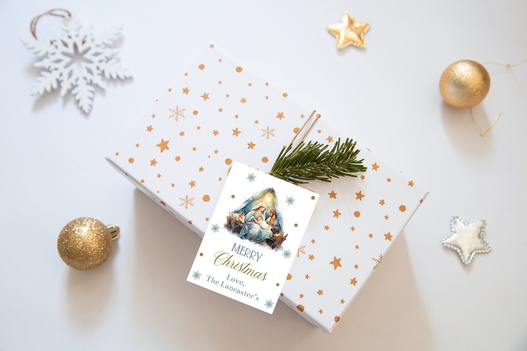 Editable Nativity Christmas Gift Tag Template, Printable Religious ...