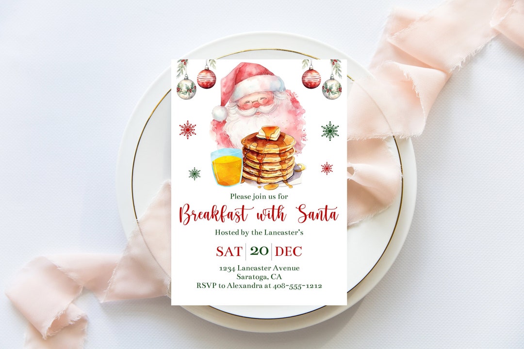 Editable Breakfast With Santa Claus Invitation Template, Printable ...
