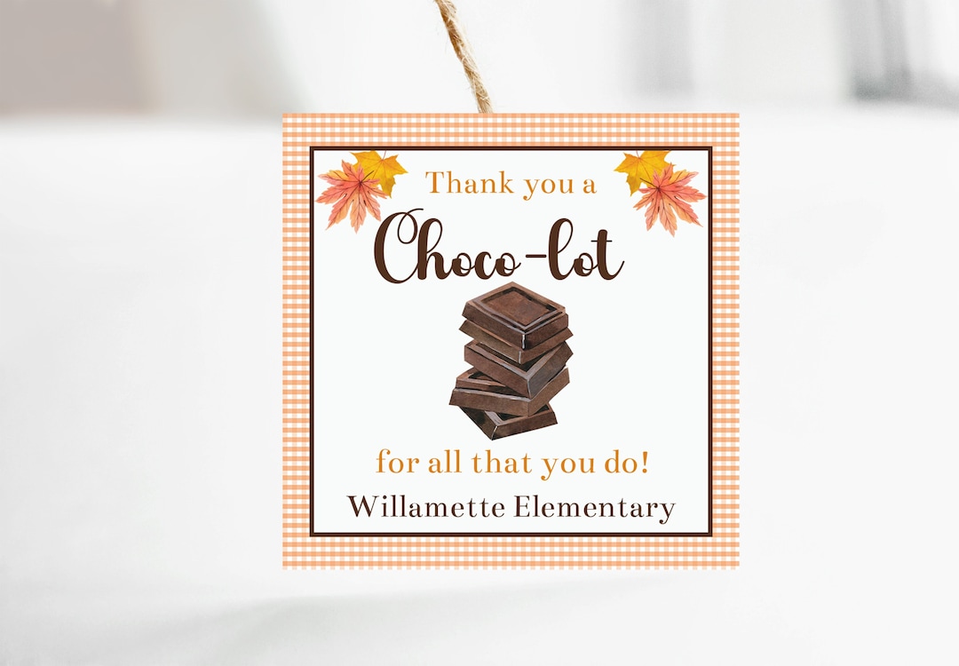 Editable Chocolate Appreciation Tag Template Printable Fall - Etsy