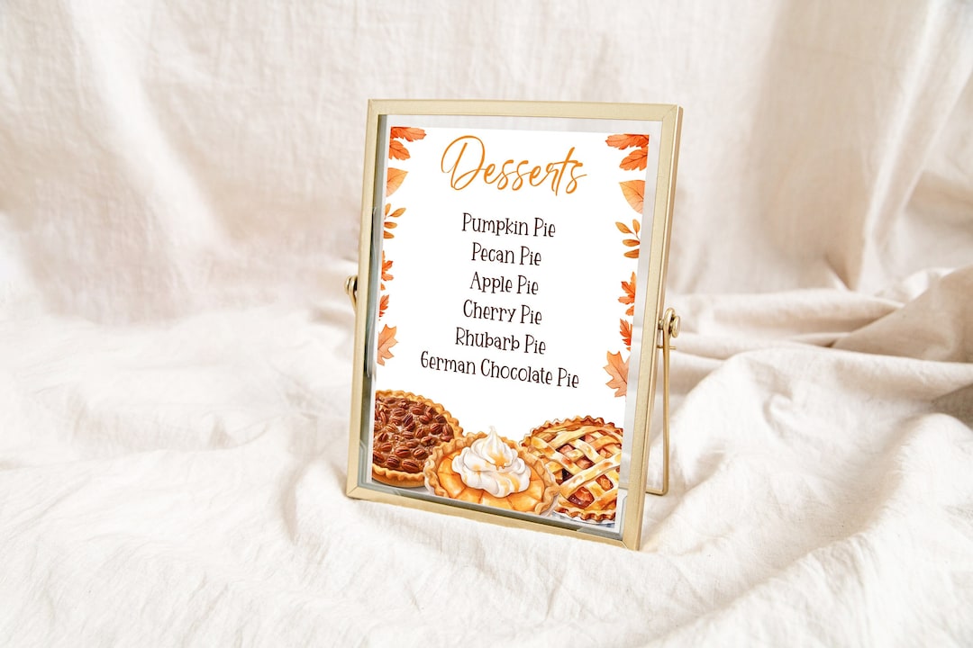 Editable Fall Desserts Sign Template, Printable Thanksgiving Treats ...