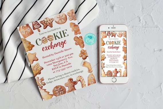 Editable Cookie Exchange Invitation Template Cookie Swap | Etsy