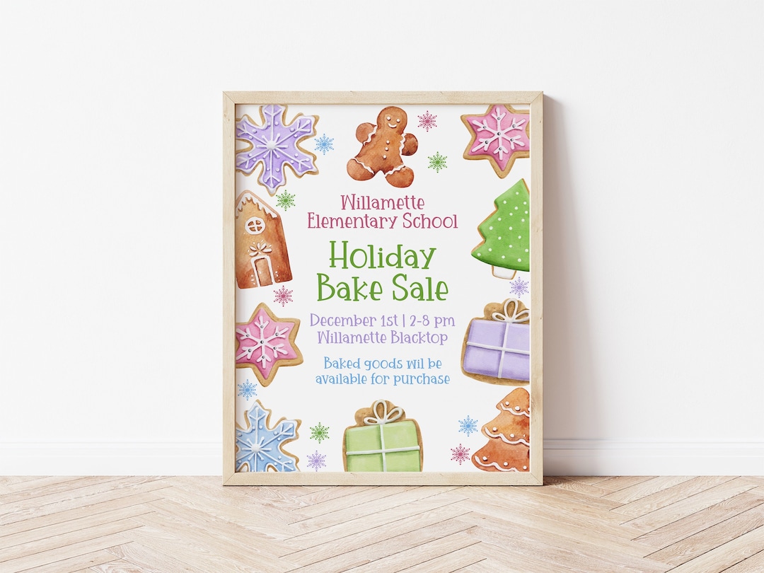 Editable Christmas Holiday Bake Sale Fundraiser Flyer Template ...