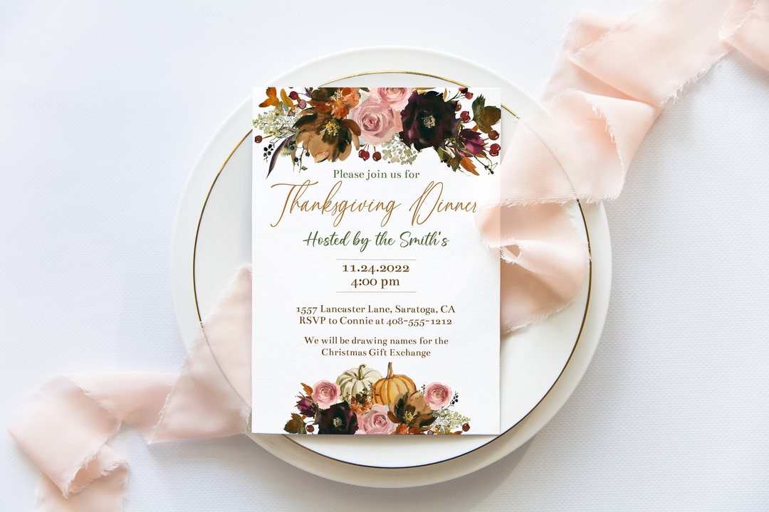 Editable Thanksgiving Dinner Invitation Friendsgiving Invitation ...
