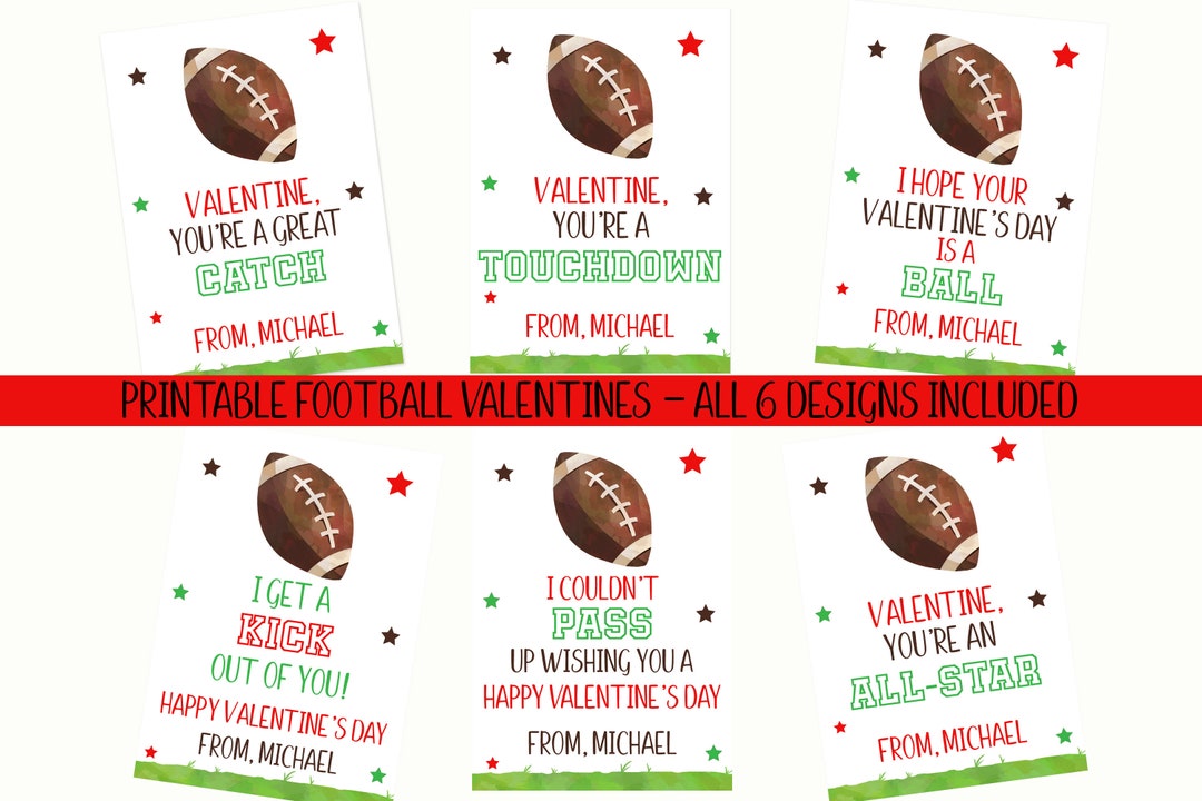 Editable Football Valentines Tags, Sports Valentines for Kids School ...
