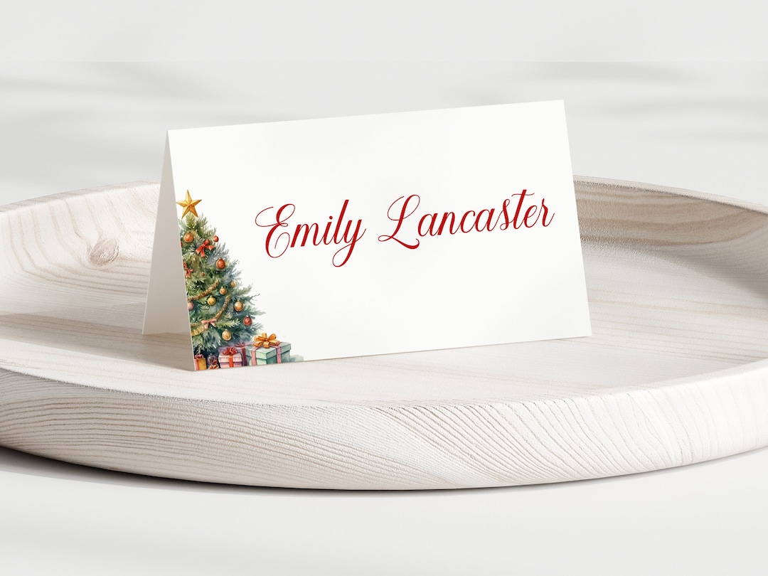 Editable Christmas Tree Party Food & Place Card Template, Printable ...