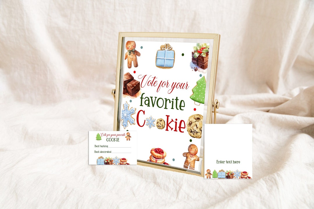 Editable Christmas Vote for Your Favorite Cookie Sign & Voting Cards ...