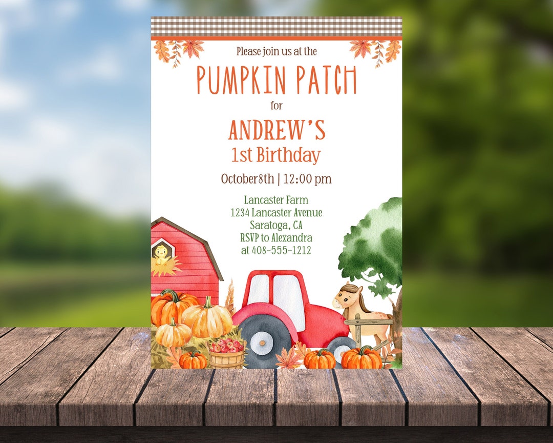 Editable Pumpkin Patch Birthday Invitation Template Printable - Etsy