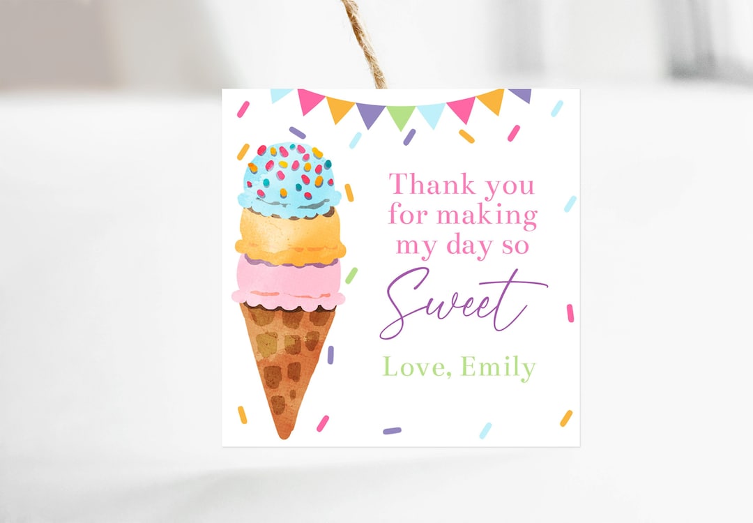 Editable Ice Cream Party Favor Tag, Printable Ice Cream Birthday Party ...
