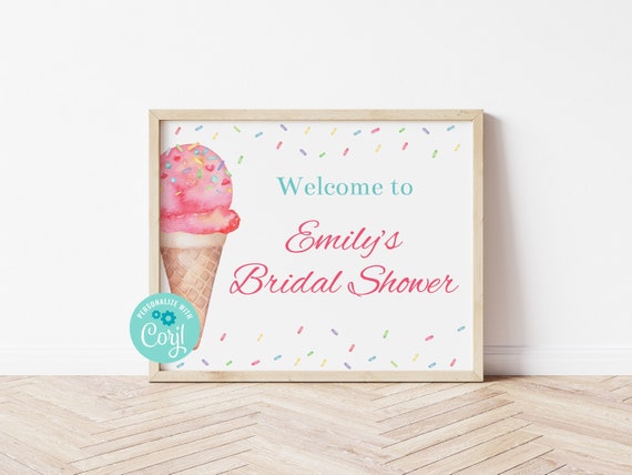 Ice Cream Party Welcome Sign Template Ice Cream Bridal - Etsy