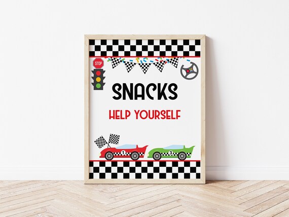 Snacks Sign Race Car Birthday Racing Party Car Birthday - Etsy