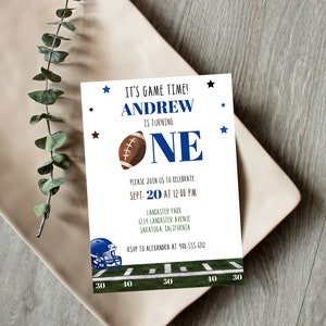 Editable Football First Birthday Party Invitation Template, Printable ...