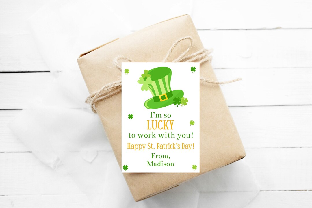 Editable St. Patrick's Day Lucky to Work With You Gift Tag, Printable ...