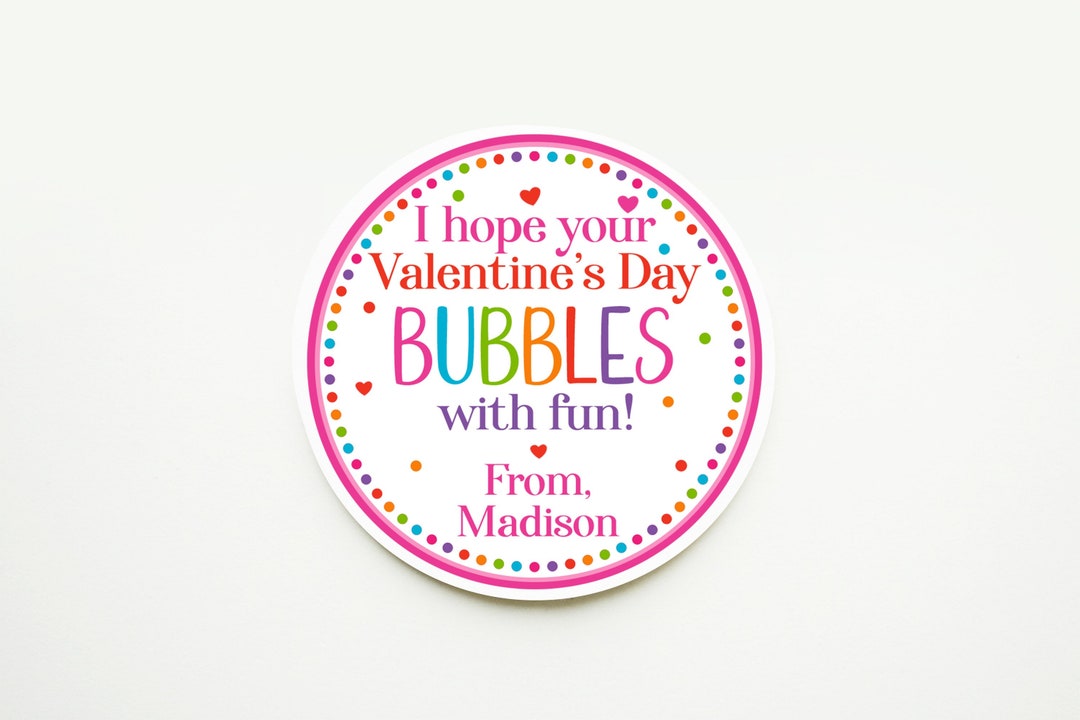Valentine Bubble Tag for School Preschool Daycare Valentine's Day ...