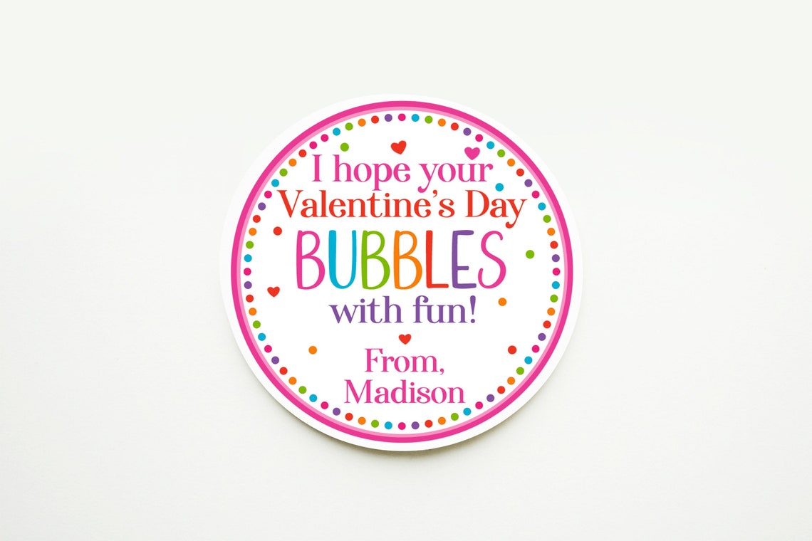 Valentine Bubble Tag for School Preschool Daycare - Etsy
