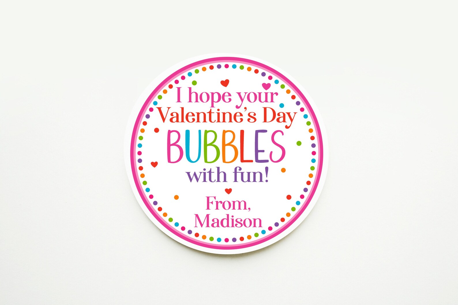 Valentine Bubble Tag for School Preschool Daycare Valentine's Day ...