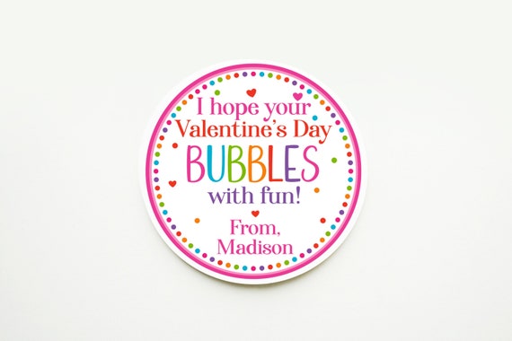 Valentine Bubble Tag for School Preschool Daycare | Etsy