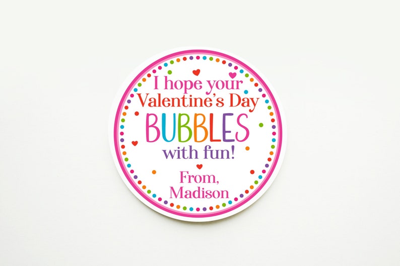 Valentine Bubble Tag for School Preschool Daycare Valentine's Day ...