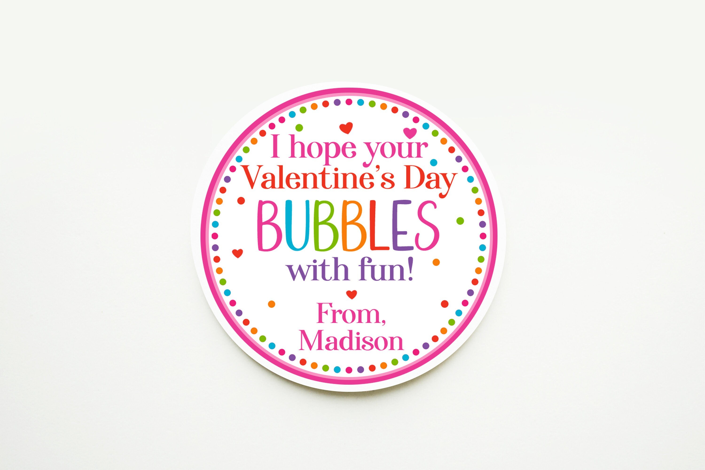 Valentine Bubble Tag for School Preschool Daycare Valentine's Day ...